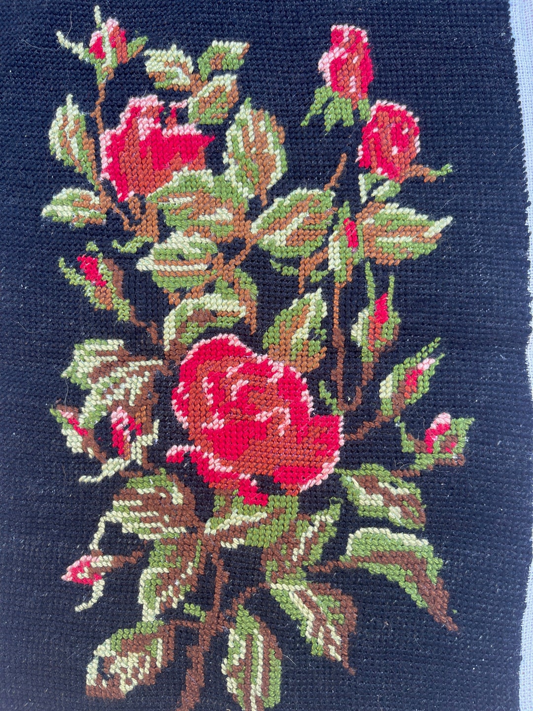 Antique Rose Needlepoint...stunning Rare Handmade30 - Etsy