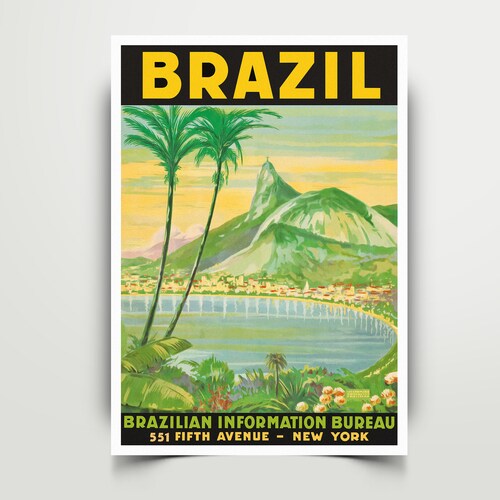 Brazil Print: Vintage South American Travel Poster | Etsy