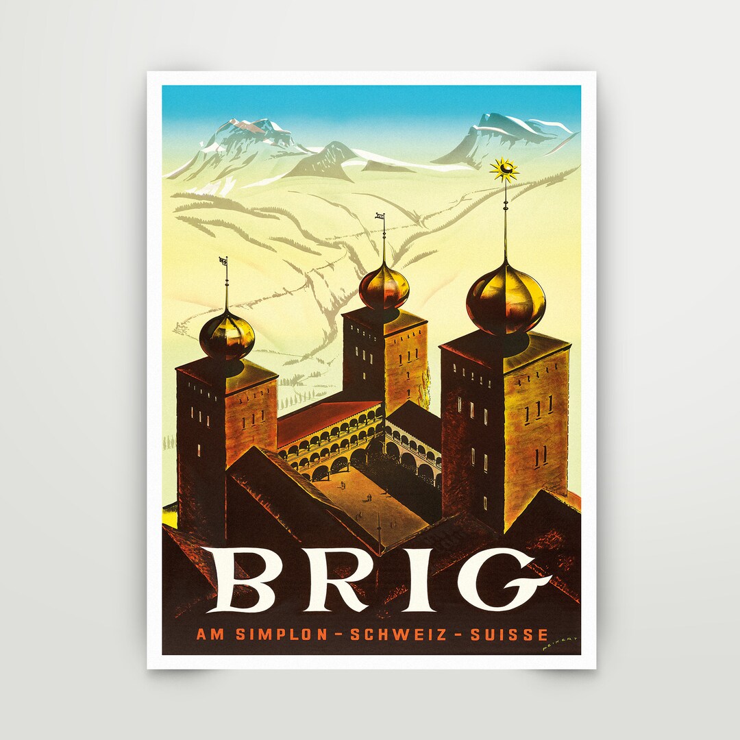 Brig Swiss Vintage Travel Poster Instant Download PDF File - Etsy