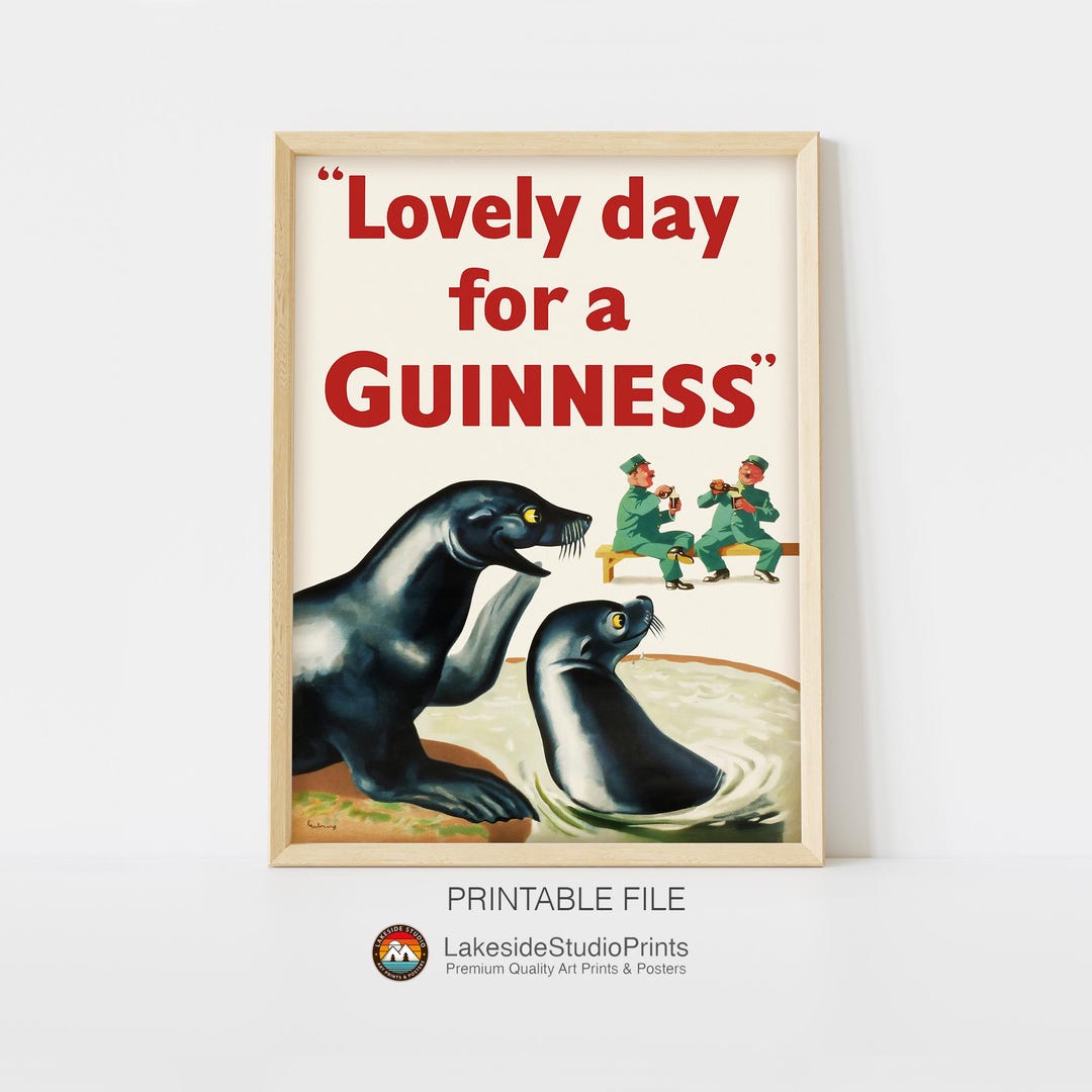 Vintage Guinness Zoo Seals Irish Pub Poster | John Gilroy Art Digital ...