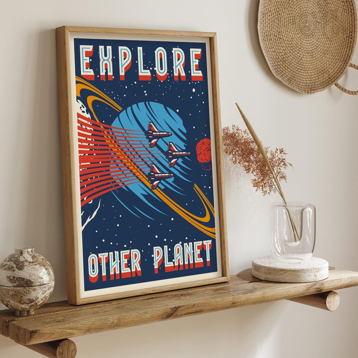Explore Other Planet Space Travel Poster Print | Stars Planets Universe ...