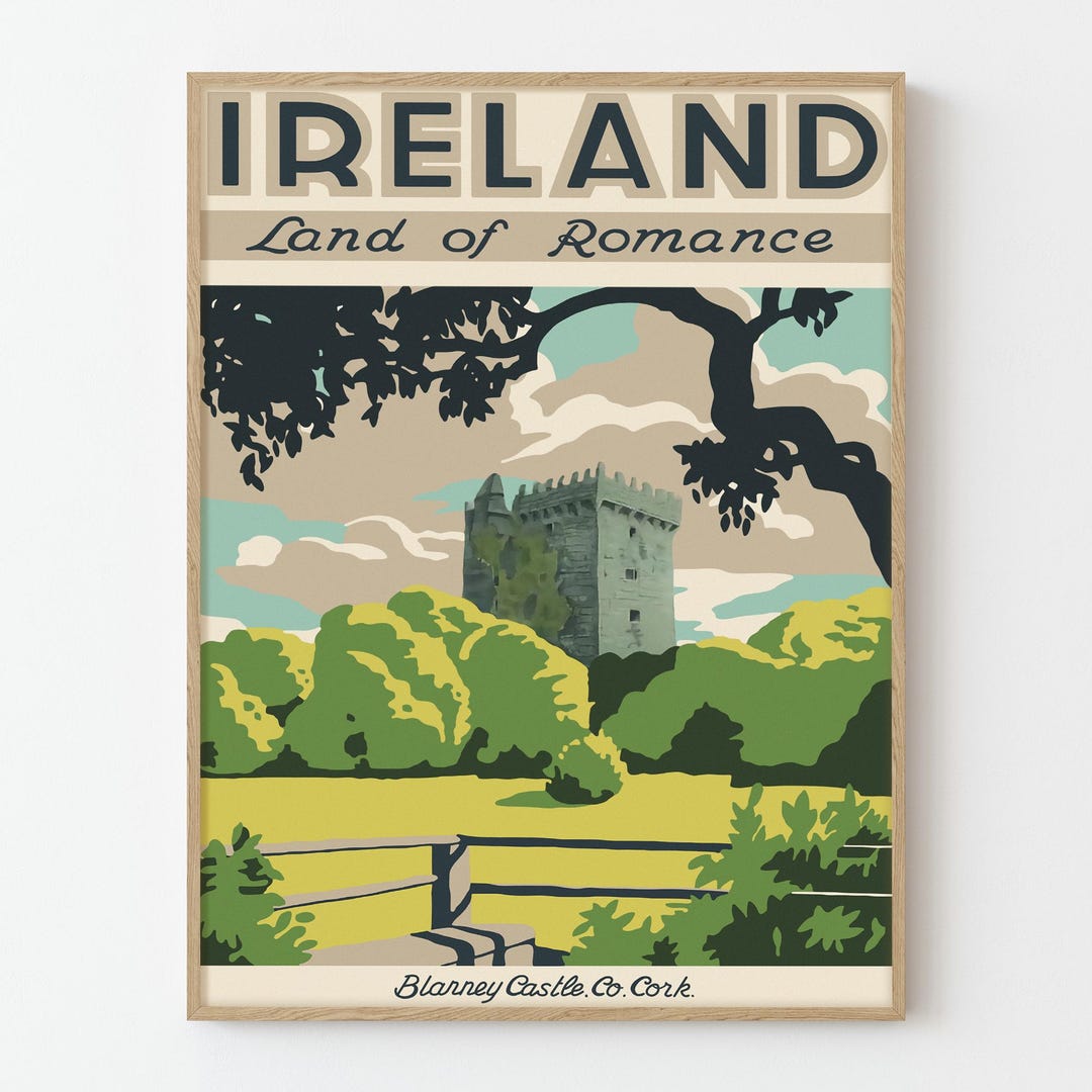 Ireland Travel Poster Blarney Castle Cork Vintage Wall Art Print - Etsy