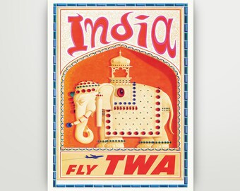 Vintage India Poster | Etsy