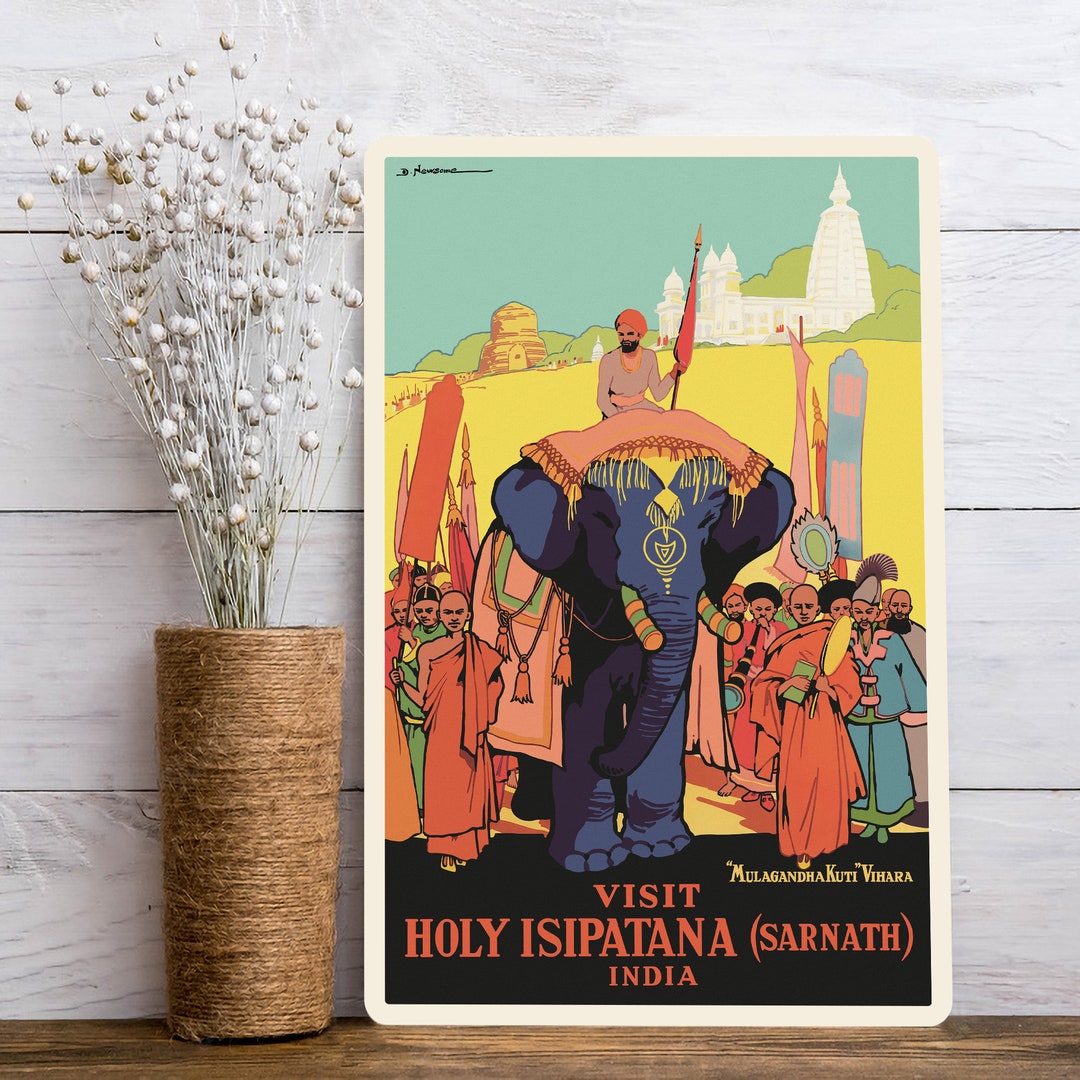 Holy Isipatana sarnath India Vintage Travel Poster Print on Metal Plate ...