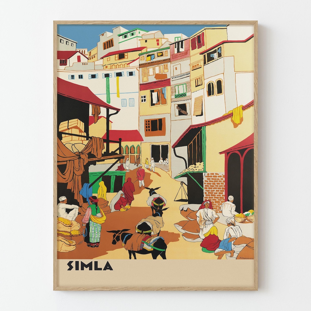 Vintage India Shimla Travel Poster Simla Hill Station Himalayan Wall ...