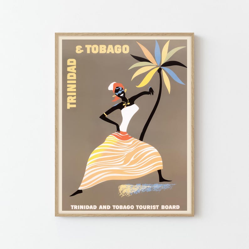 Trinidad Tobago Vintage Travel Poster Print | Caribbean Tourism ...
