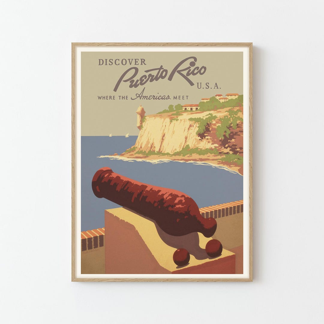 Puerto Rico Vintage Travel Poster Custom Art Print | Home Decor Wall ...
