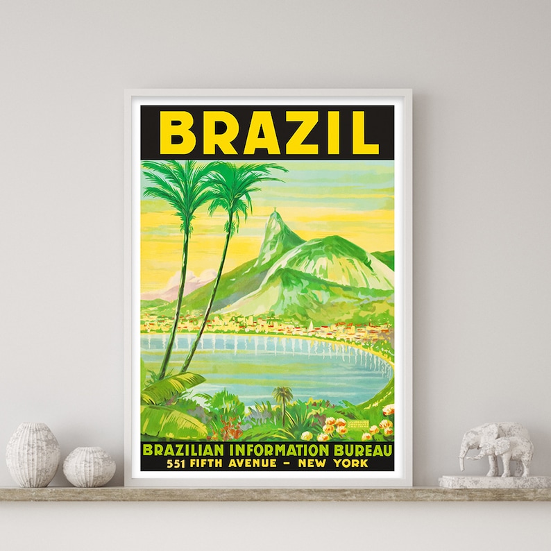 Brazil Vintage Travel Poster Instant Download PDF File | Etsy