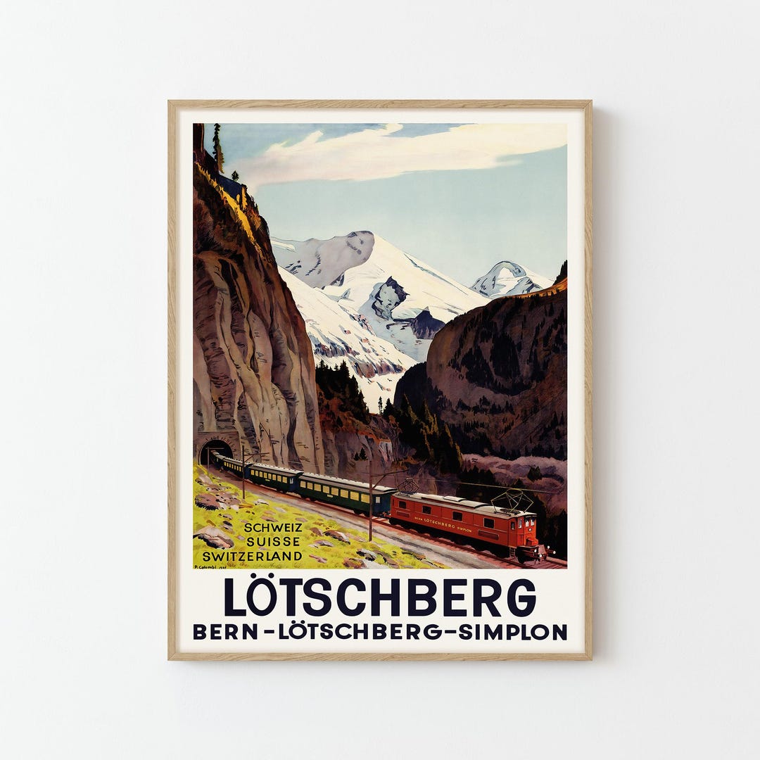 Lotschberg Vintage Travel Poster Print | Railway Tourism Advertisement ...