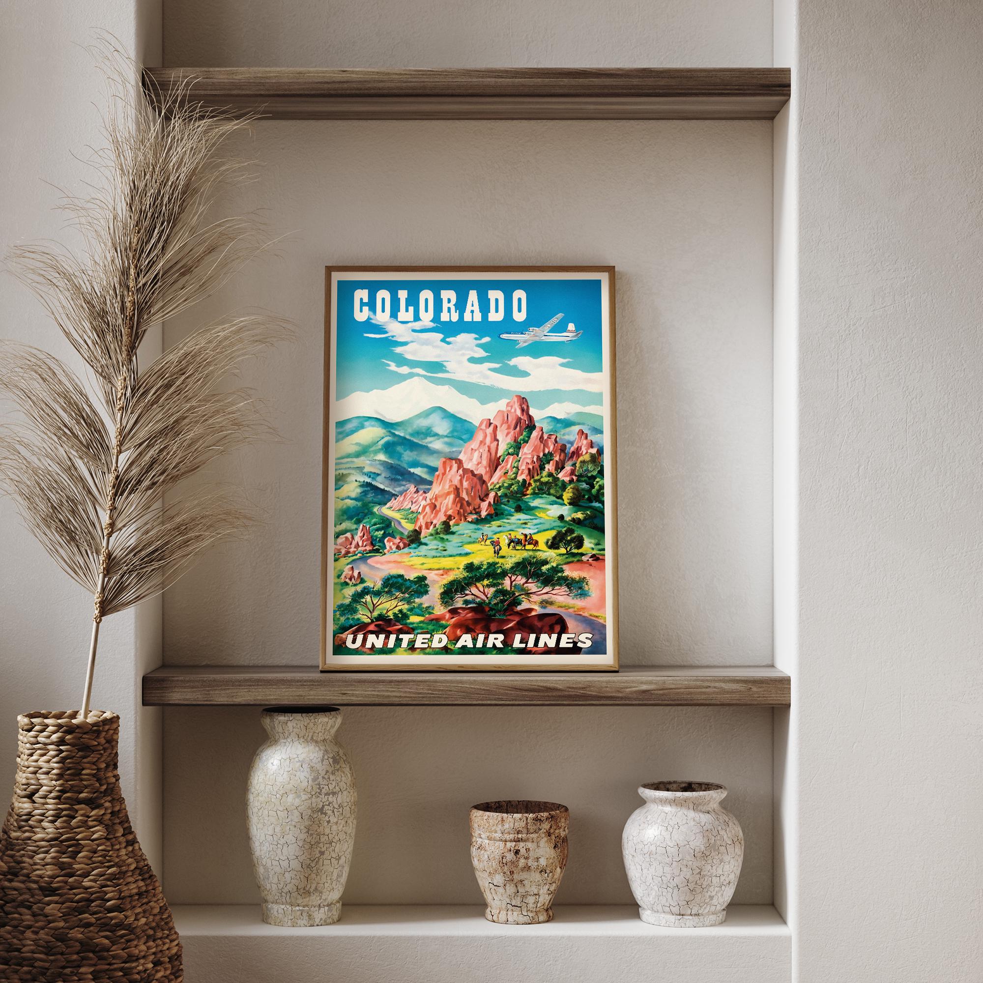 Colorado Springs Vintage Travel Poster Custom Art Print | Home Decor ...