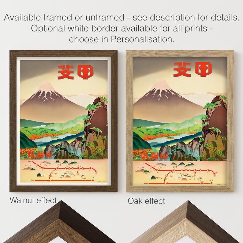 Vintage Japan Mount Fuji Travel Poster Yamanashi Landscape Japanese ...