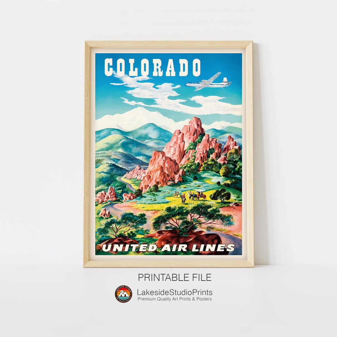 Colorado Vintage Travel Poster Instant Download JPG File | Printable ...
