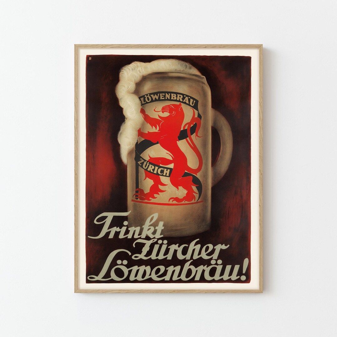 Lowenbrau German Beer Vintage Ad Poster Custom Art Print | Home Decor ...