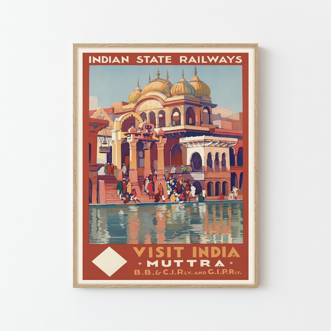 Muttra India Vintage Travel Poster Custom Art Print | Home Decor Wall ...