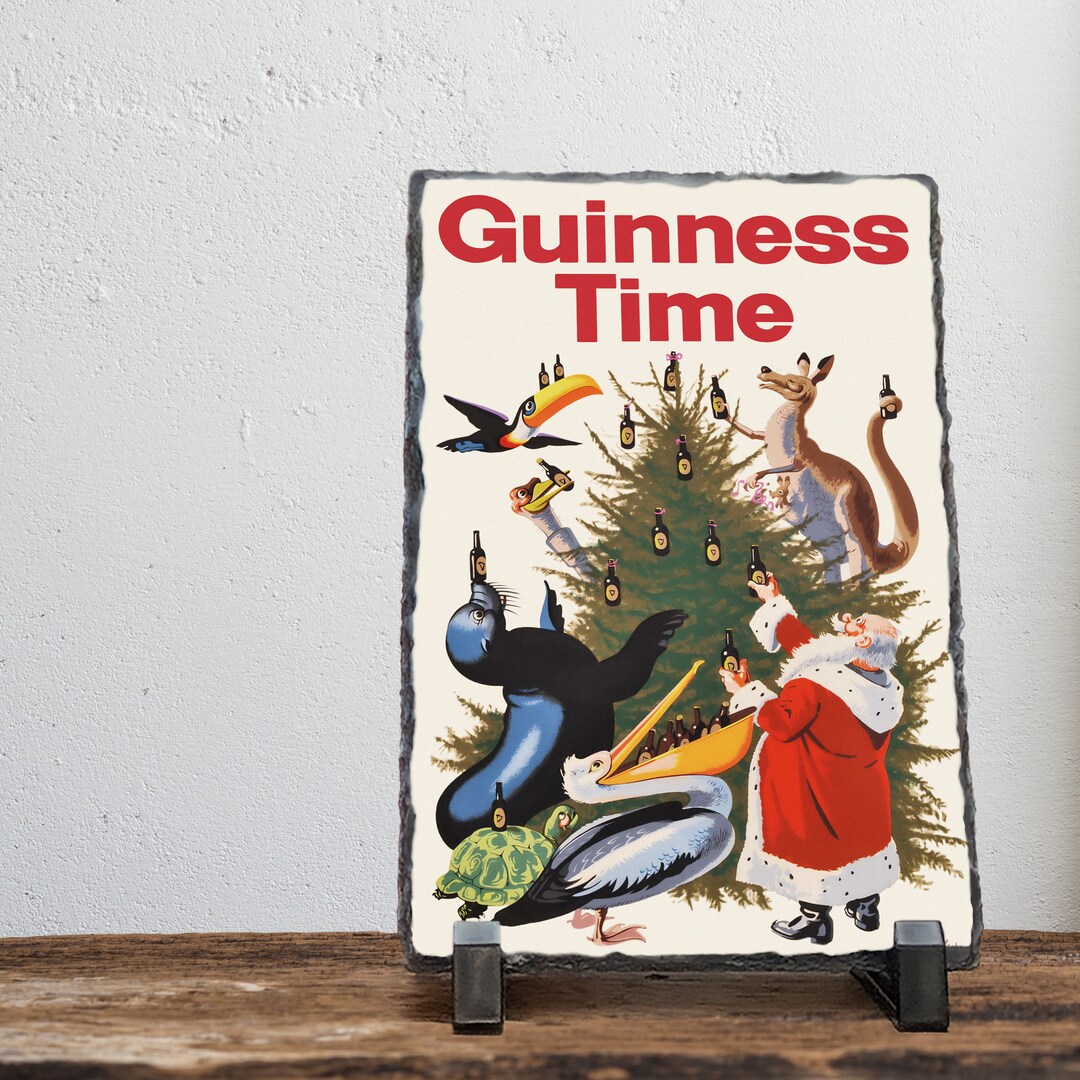 Guinness Time Vintage Xmas Poster Print on Rock Slate - Etsy UK