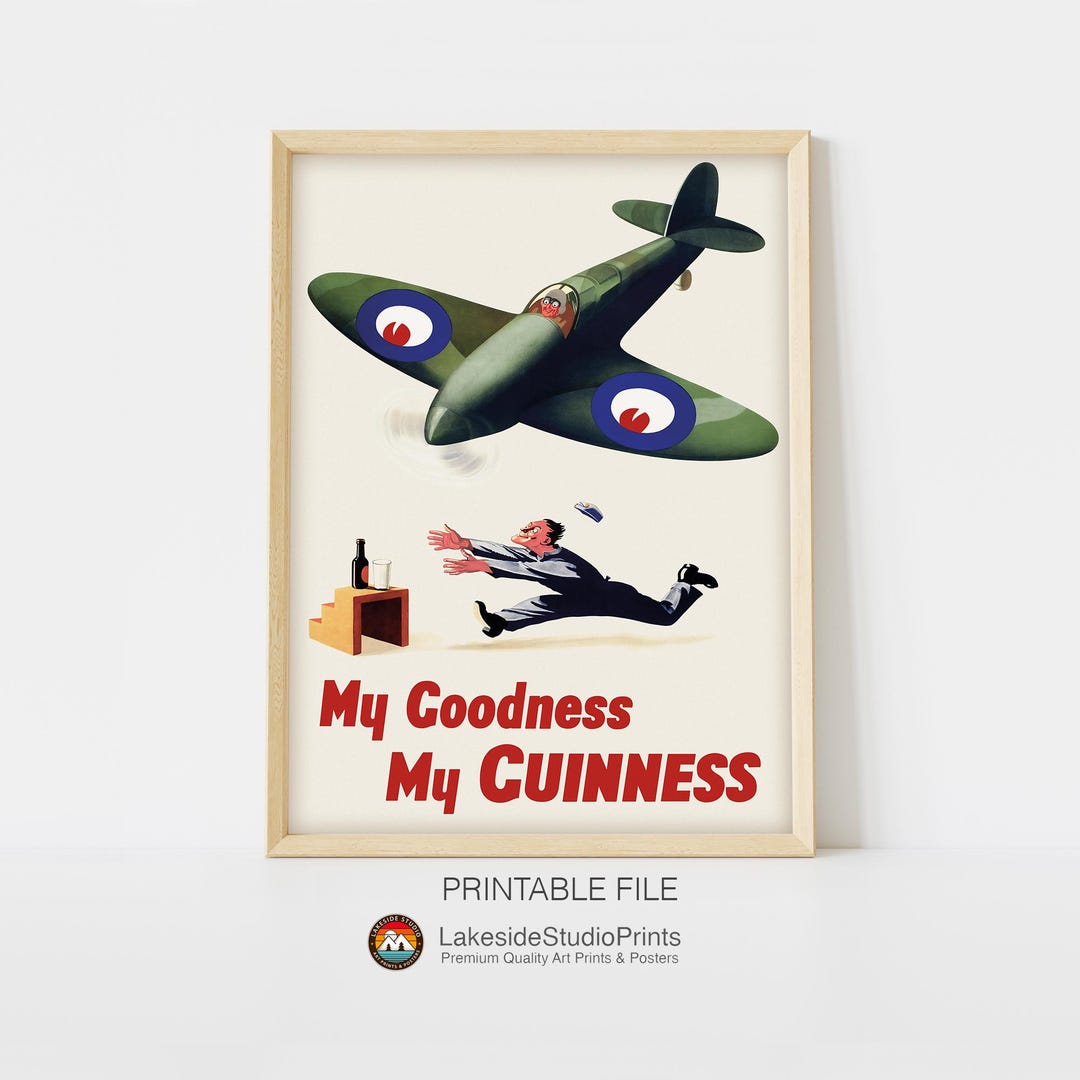 Vintage Guinness Spitfire Poster: Playful Wwii-era Art (digital File ...