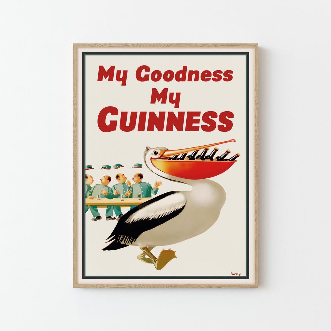 Guinness Pelican Poster Print | John Gilroy Vintage Irish Beer ...