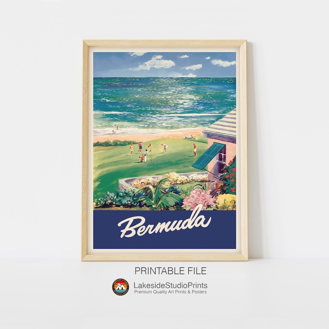 Bermuda Vintage Travel Poster Instant Download JPG File | Printable ...
