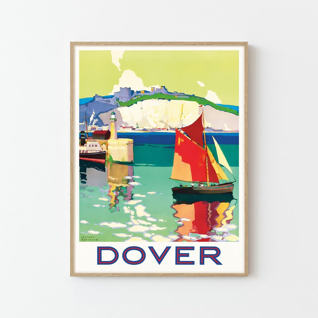 Dover British Vintage Travel Poster Custom Art Print | Home Decor Wall ...
