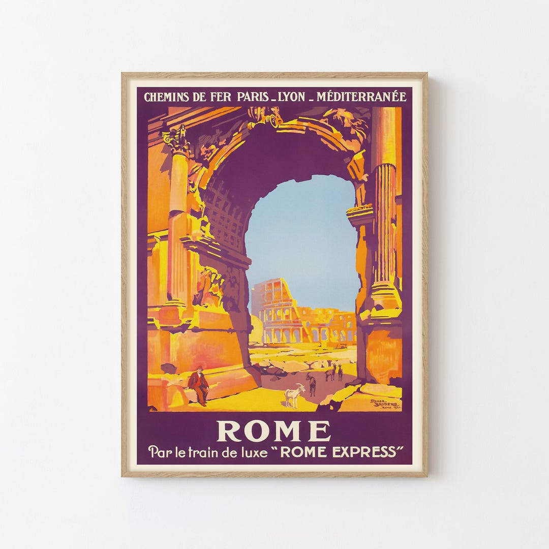 Rome Vintage Travel Poster Print | Italy Retro Tourism Advertisement - Etsy