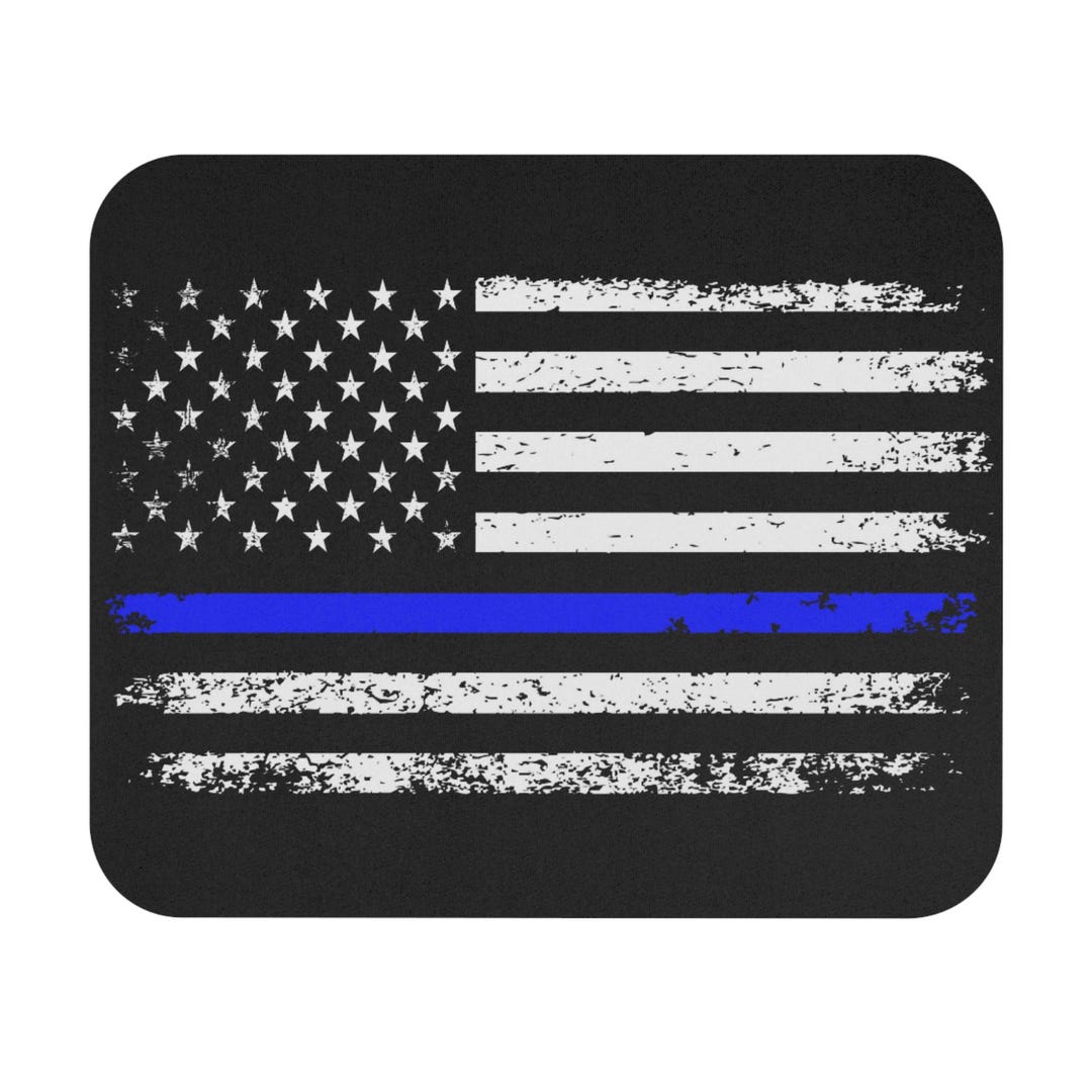 Police Flag Blue Line Mouse Pad, Law Enforcement Desk Mat, Cop Thin ...
