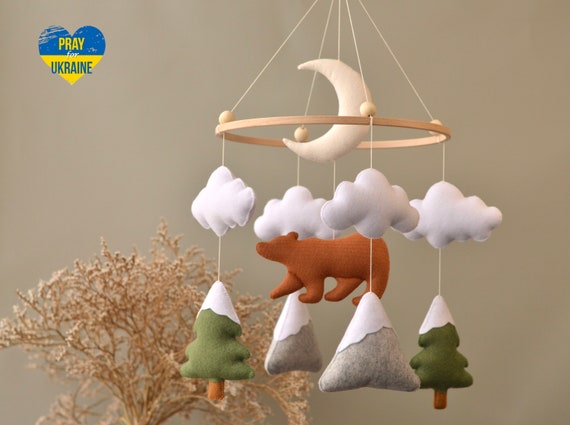 Woodland Bear Mobile Bear Nursery Mobile Forest Mobile Crib - Etsy