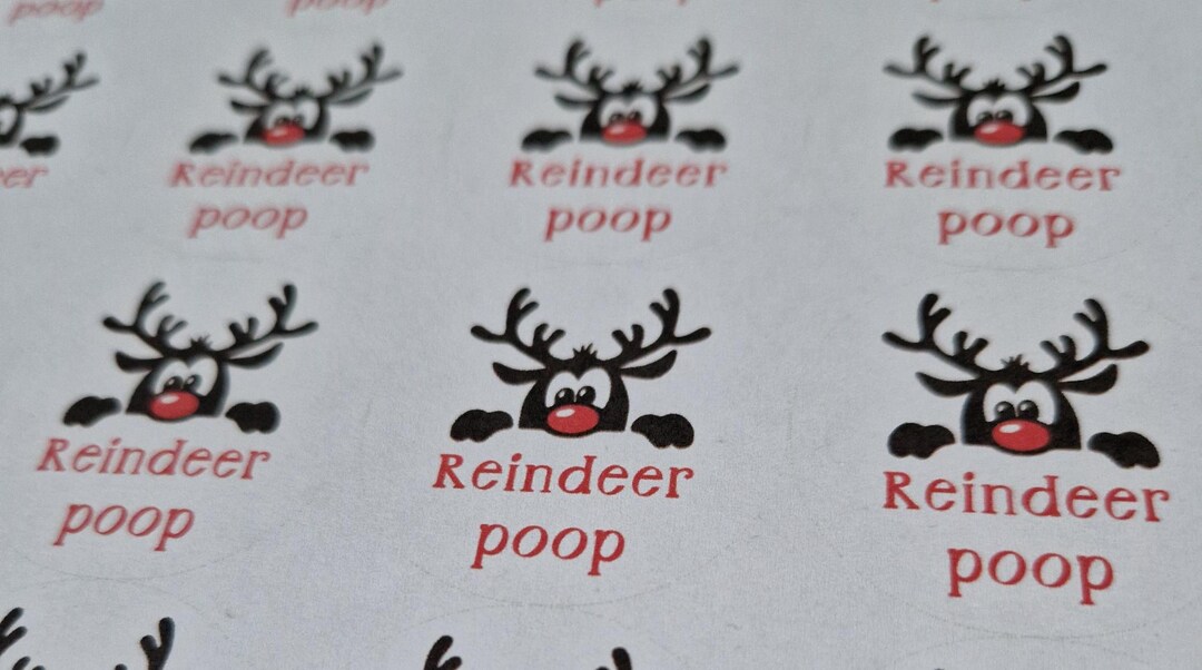 24x Reindeer Poop Sticker Sheet, Stocking Fillers, Gift Tags, Christmas ...