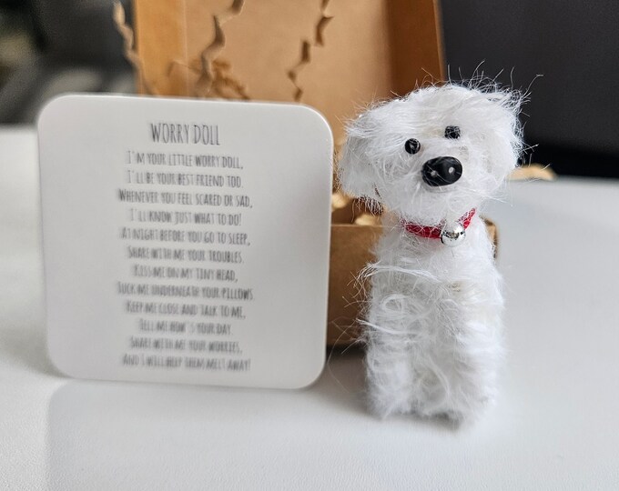 Tiny Treasures, Realistic Worry Doll, Dog: White Poodle, Maltese Shaggy ...