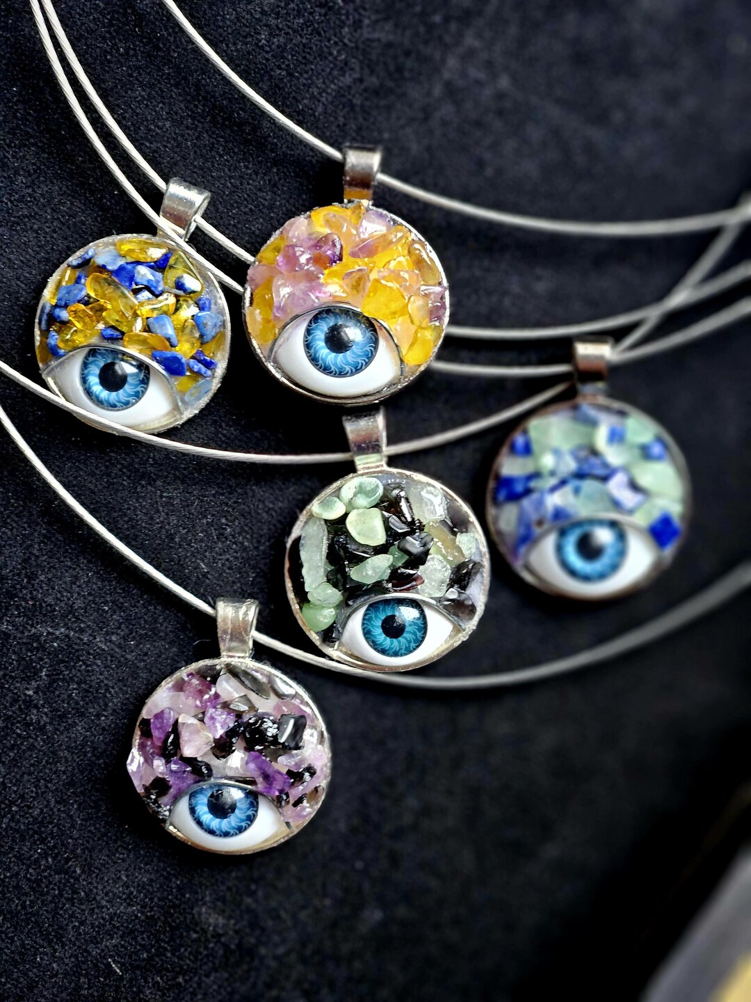 Handcrafted Healing Stone Evil Eye Necklace for Protection and Healing ...