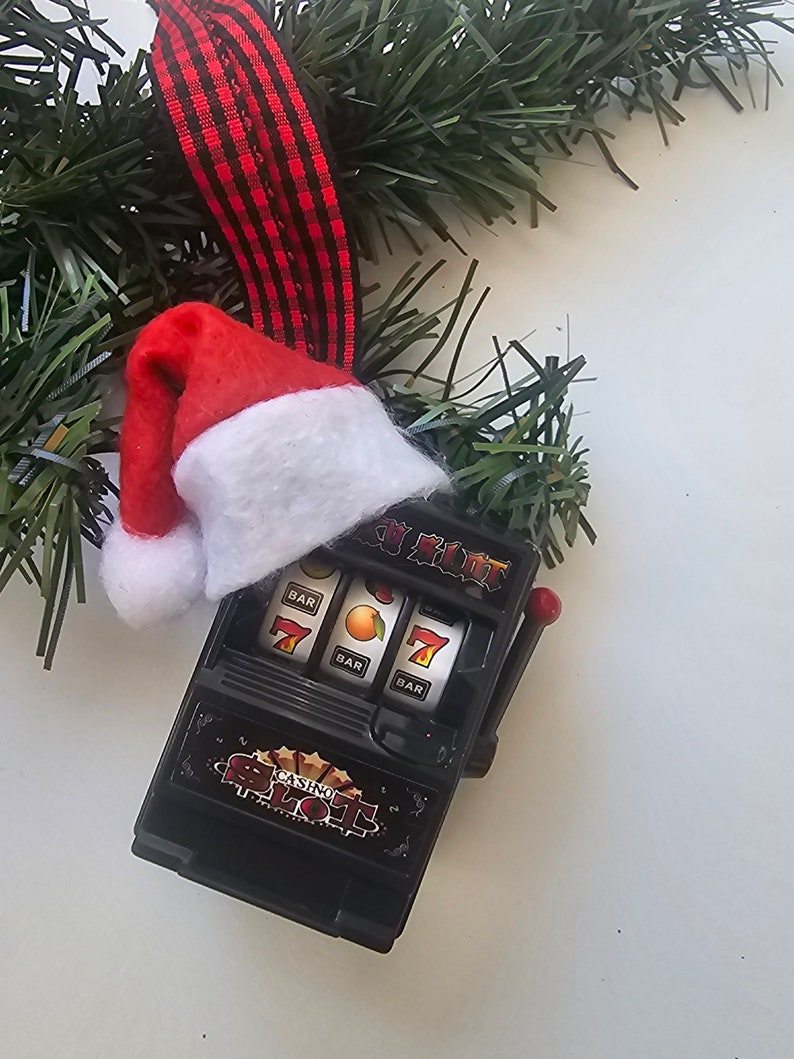 Casino Slot Machine With Santa Hat Ornament - Etsy