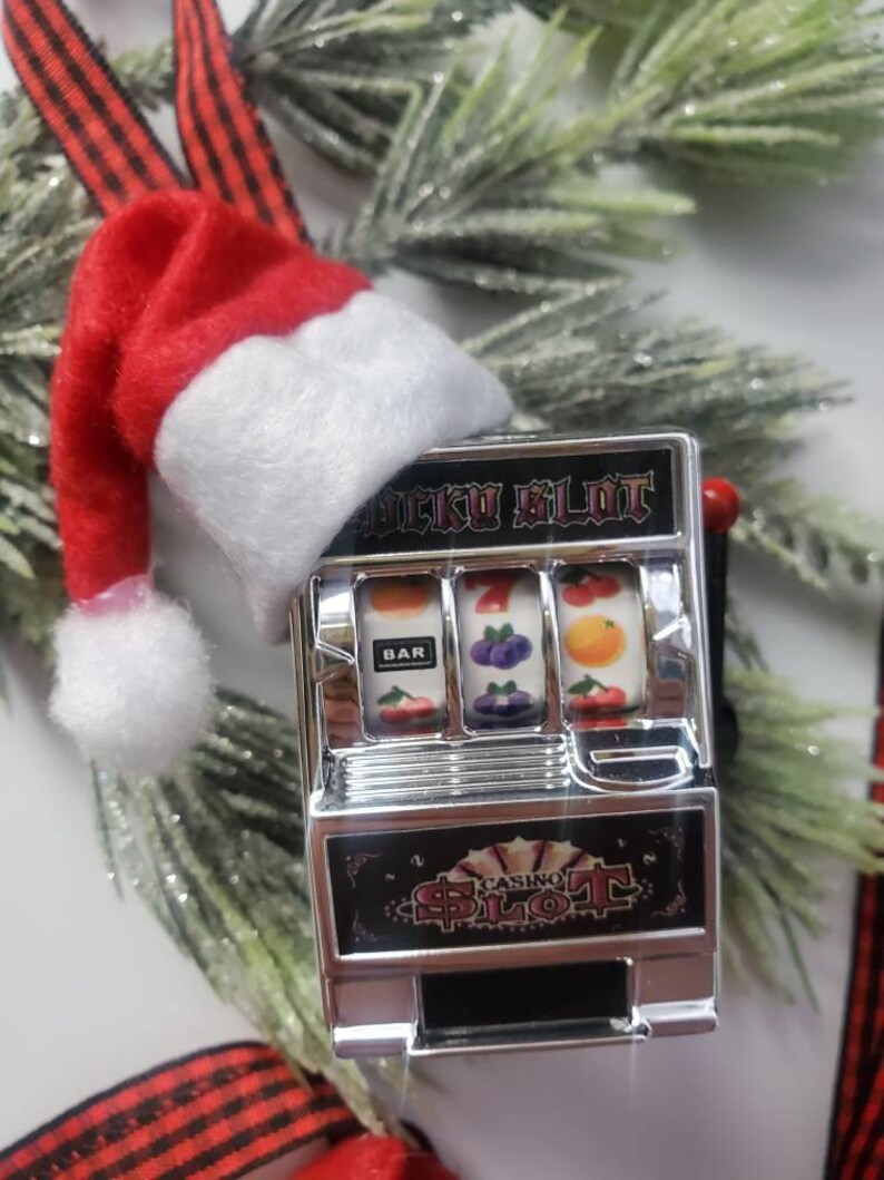 Casino Slot Machine With Santa Hat Ornament - Etsy