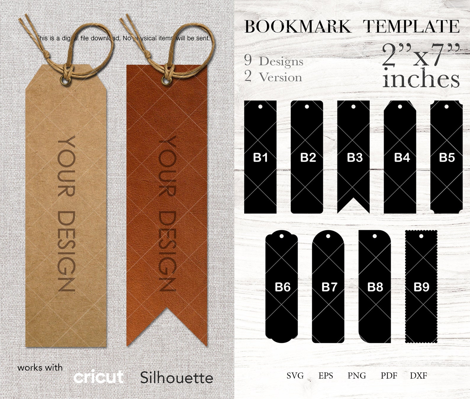 18 Bookmarks Template 2x7 SVG, Bookmarks Printable, Shapes Svg Png Eps ...