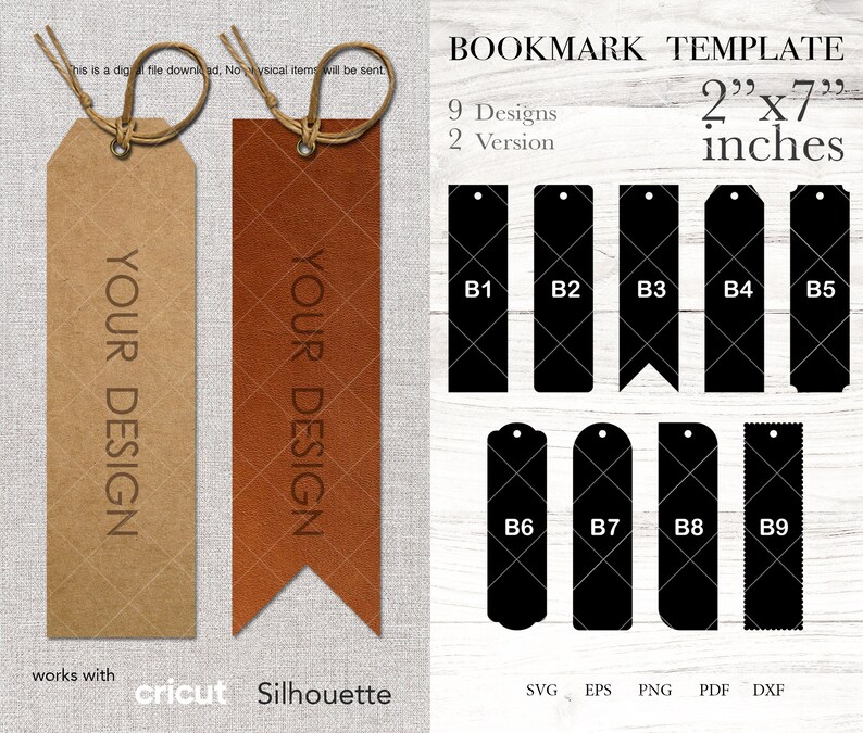 18 Bookmarks template 2x7 SVG Bookmarks | Etsy