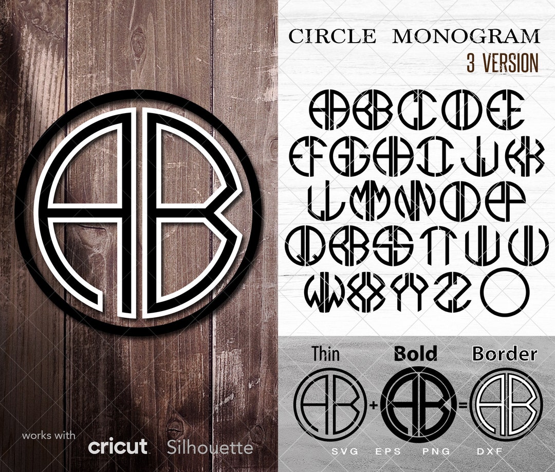 Circle Monogram SVG ,2 Alphabet Designs, Shapes Svg Png Eps Dxf Files ...