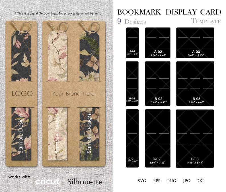 9 Bookmark Display Card SVG Resin Bookmark Sleeve Shapes - Etsy