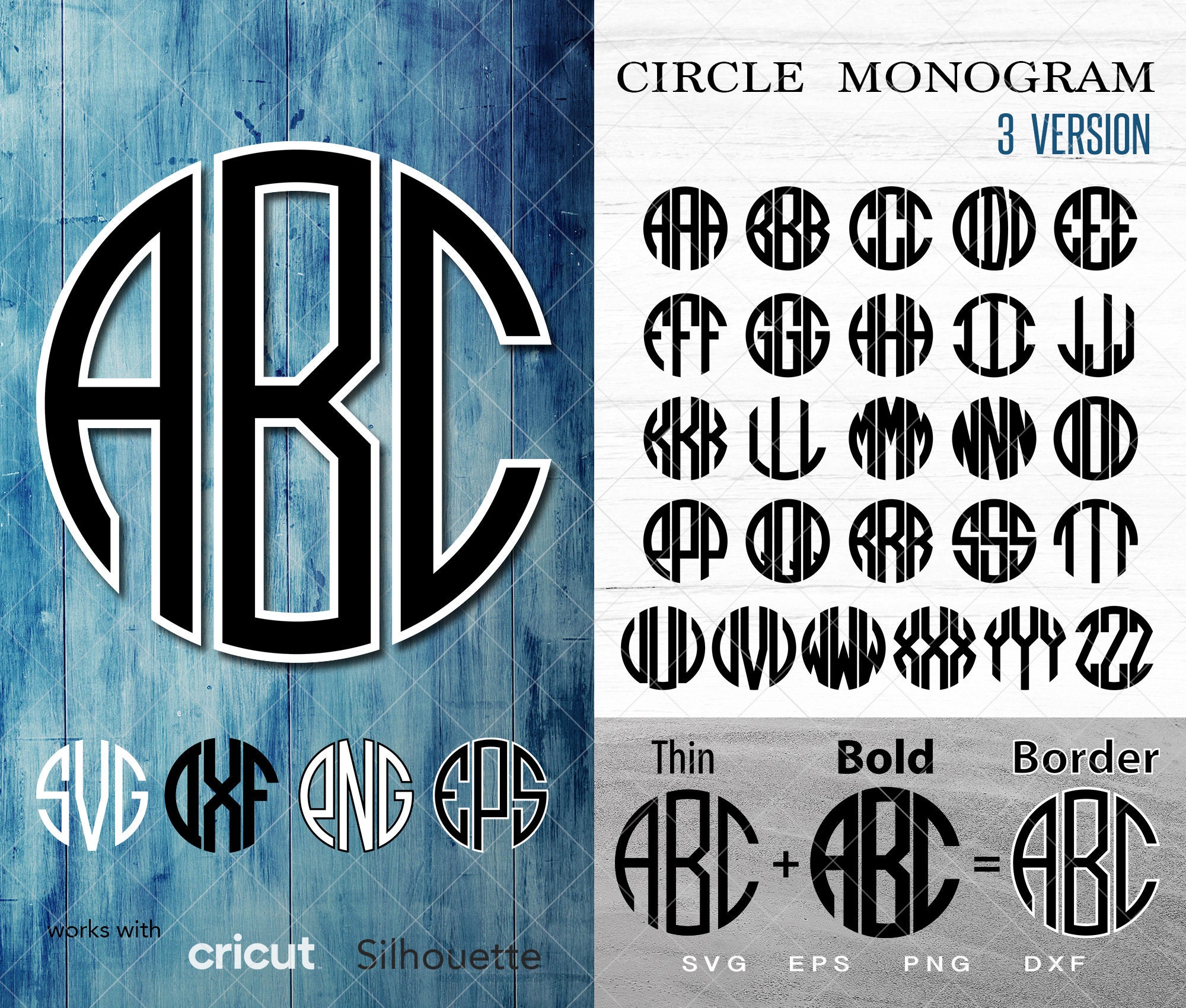 Circle Monogram SVG Alphabet Designs Shapes Svg Png Eps Dxf - Etsy