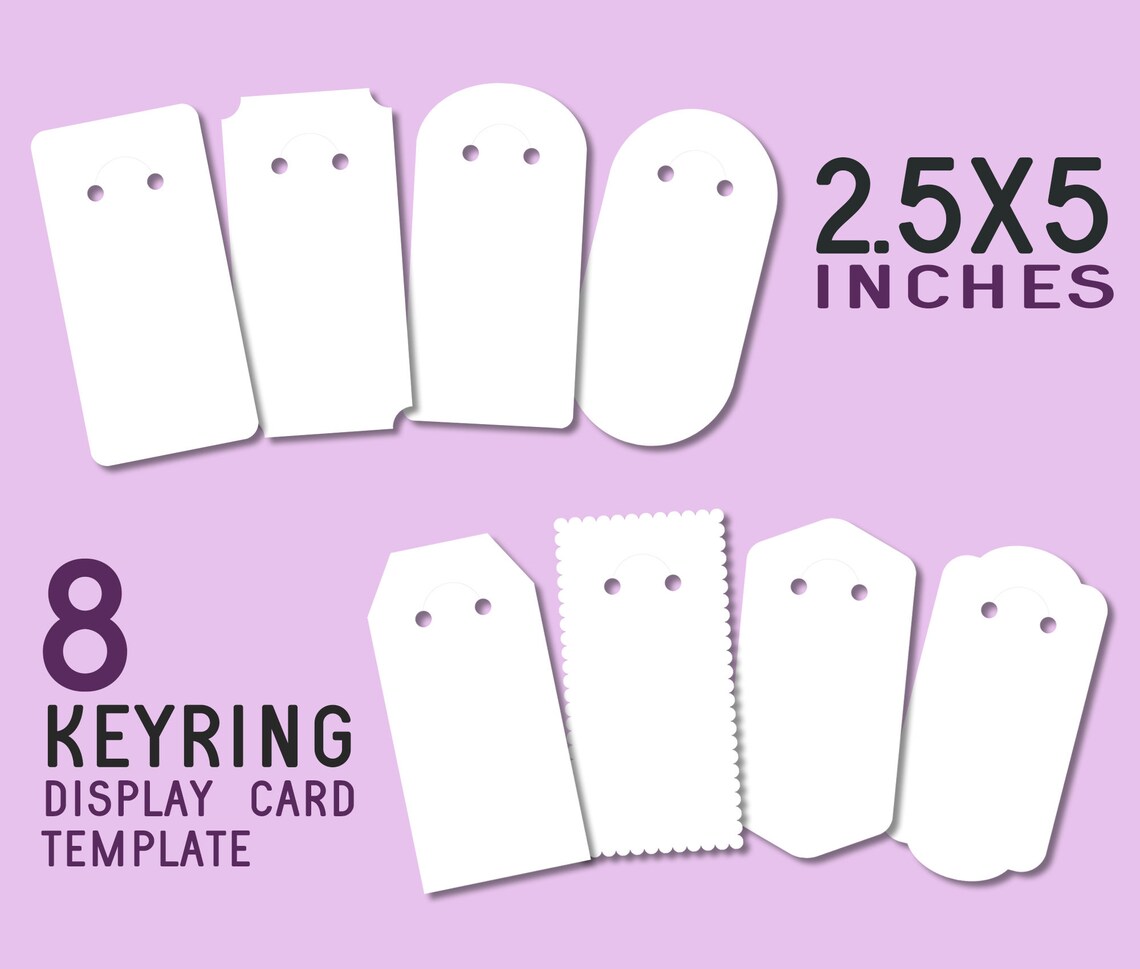 8 Keyring Display Card Svg 2.5x5 Keychain Display | Etsy