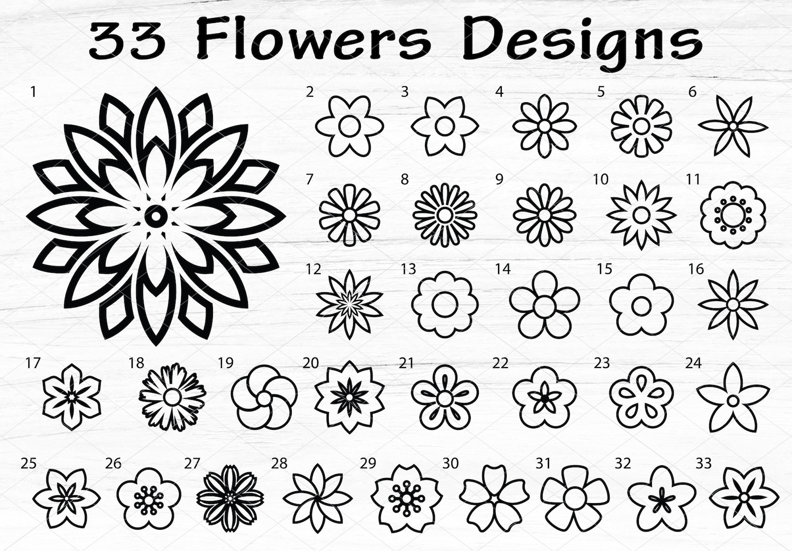 33 Flowers Designs / Flowers Icons Svc Bundle / SVG Flower - Etsy