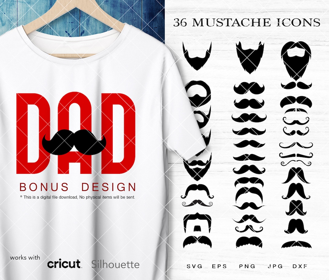 36 Mustache SVG, Dad & Mustache Sublimation, Shapes Svg Png Eps Dxf Jpg ...