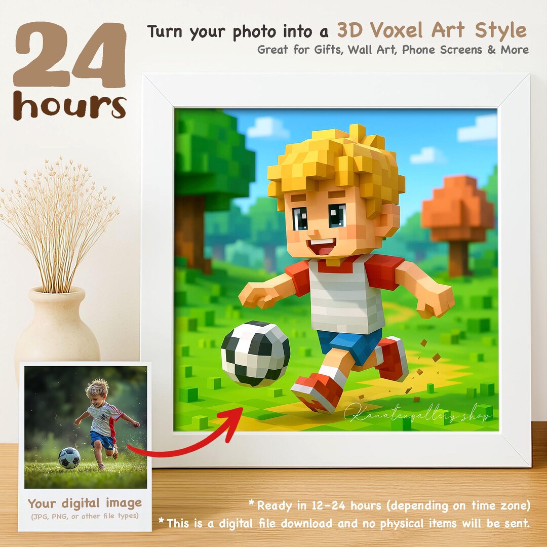 Custom 3D Voxel Art Styled Portrait, Custom Portrait From Photo, Your ...