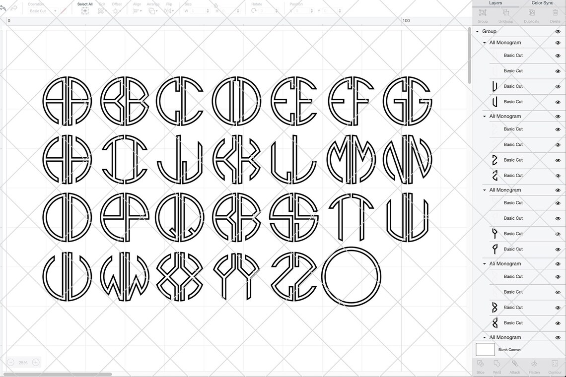 Circle Monogram SVG 2 Alphabet Designs Shapes svg png eps | Etsy