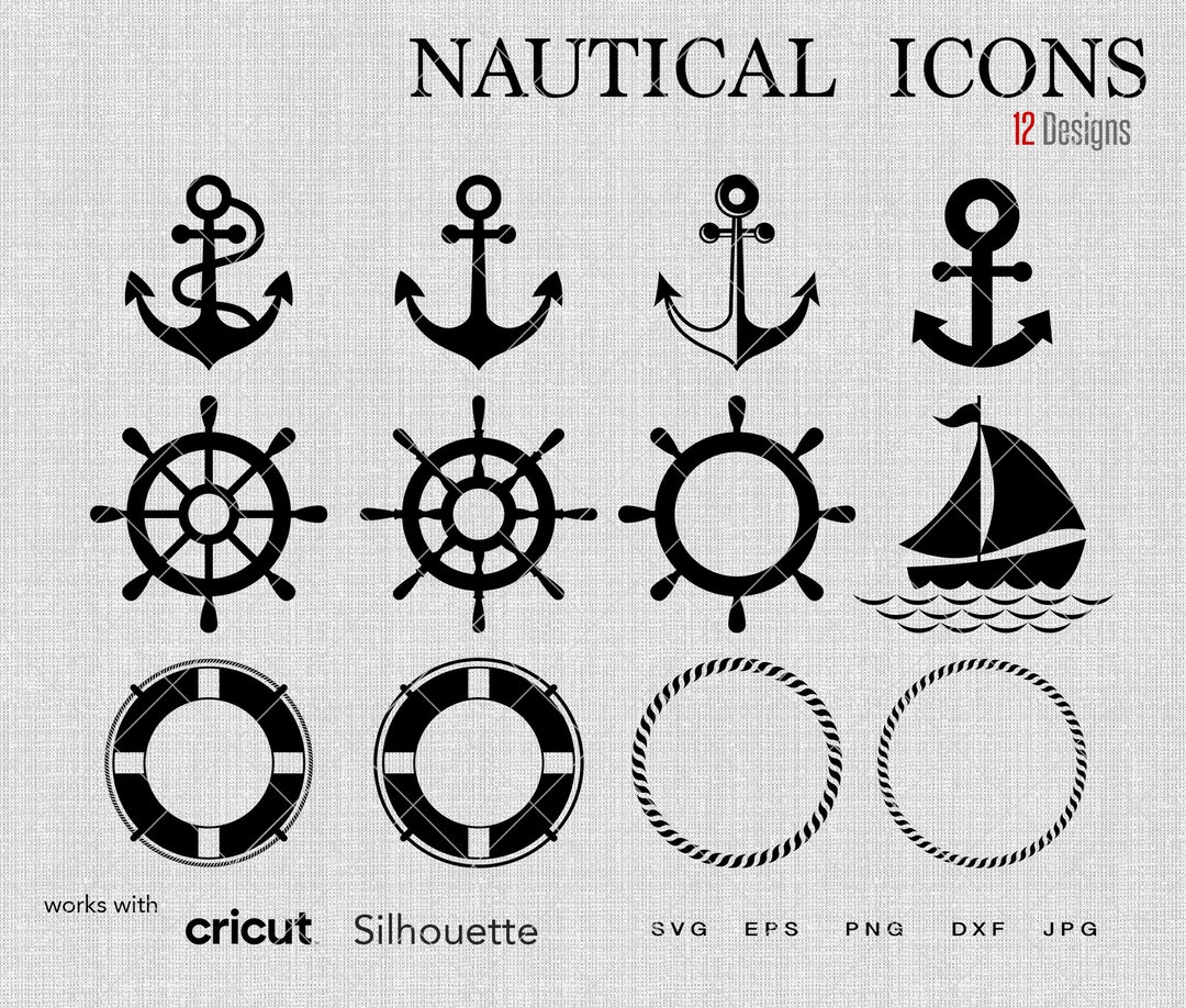 Nautical Svg, Nautical Icons Sublimation, Shapes Svg Png Eps Dxf Jpg ...