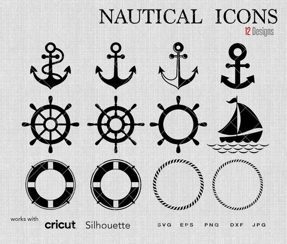 Nautical Svg Nautical Icons Sublimation Shapes Svg Png Eps - Etsy