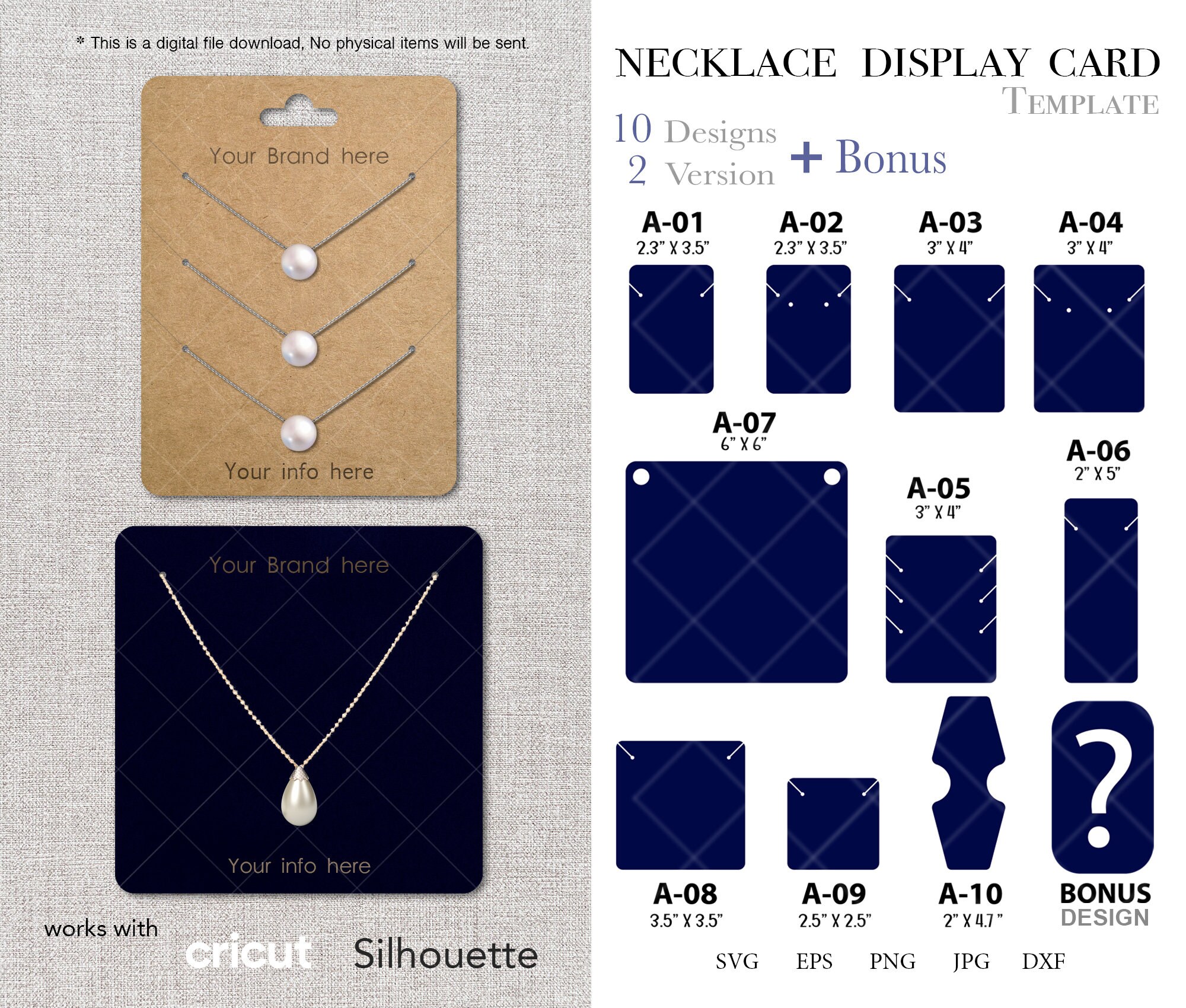 20 Necklace Display Card SVG Necklaces Holder Svg Png Eps Dxf - Etsy