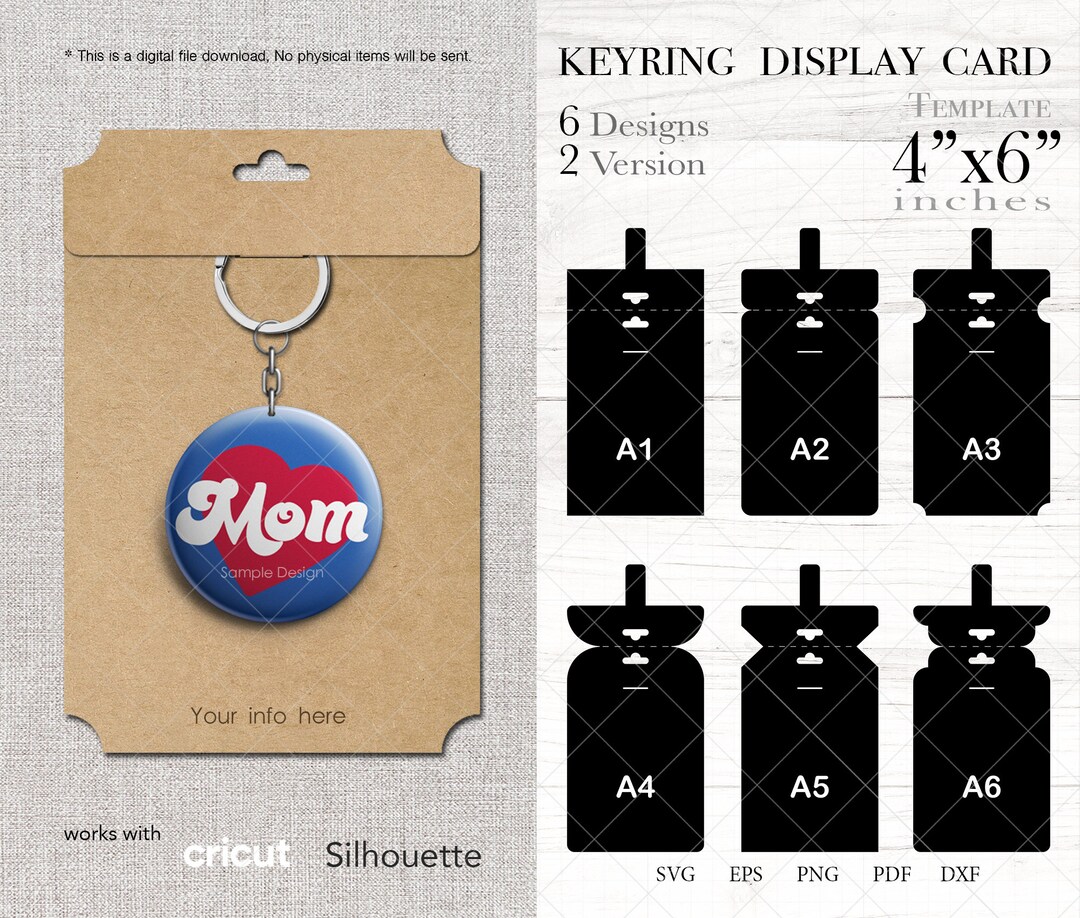 6 Keyring Display Card Svg 4"x6", Keychain Display Card Svg, Shapes PNG ...