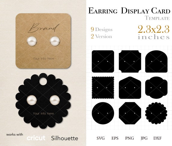 18 Earring Display Card Svg 2.3x2.3 Earring | Etsy
