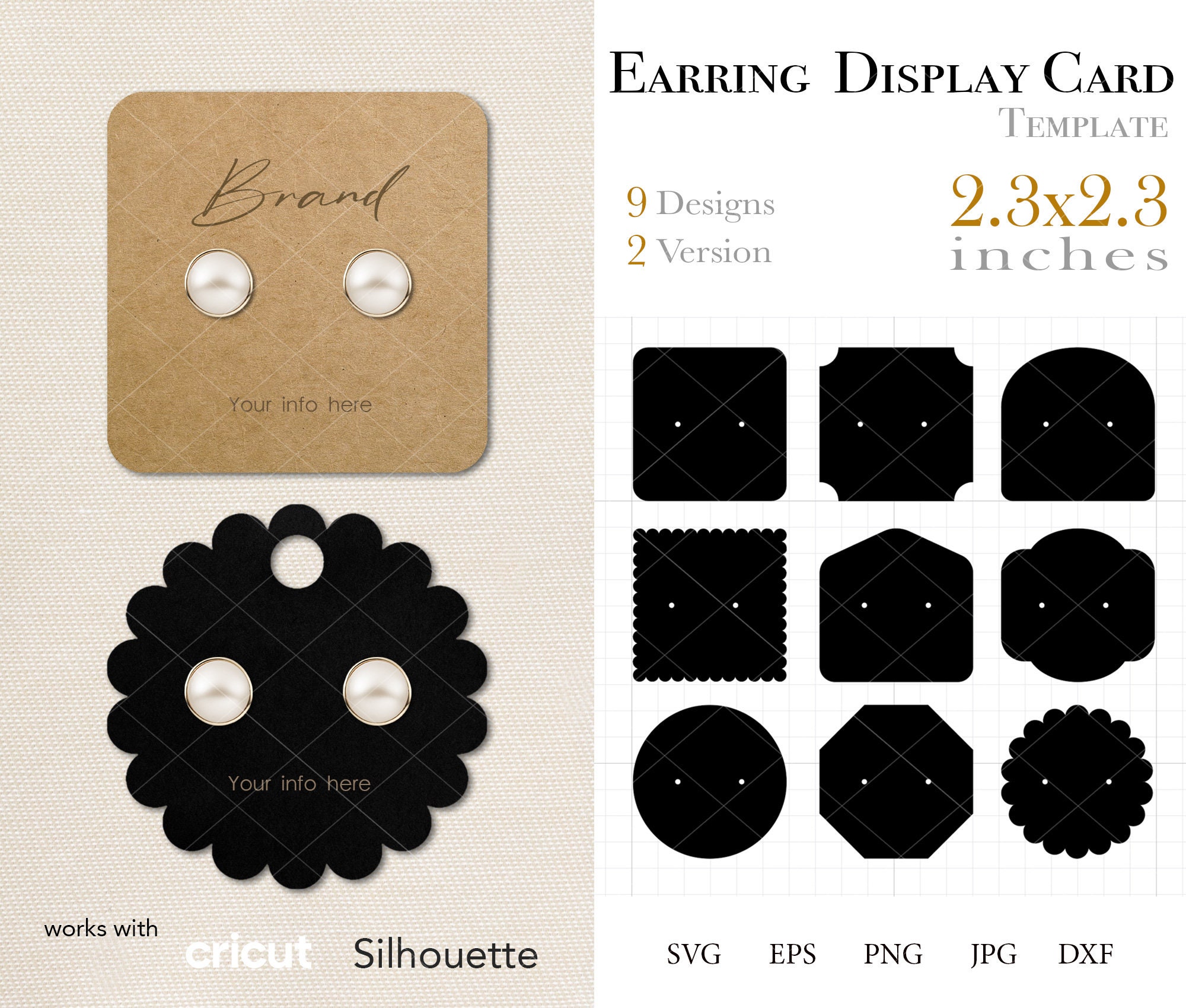 18 Earring Display Card Svg 2.3x2.3 Earring - Etsy