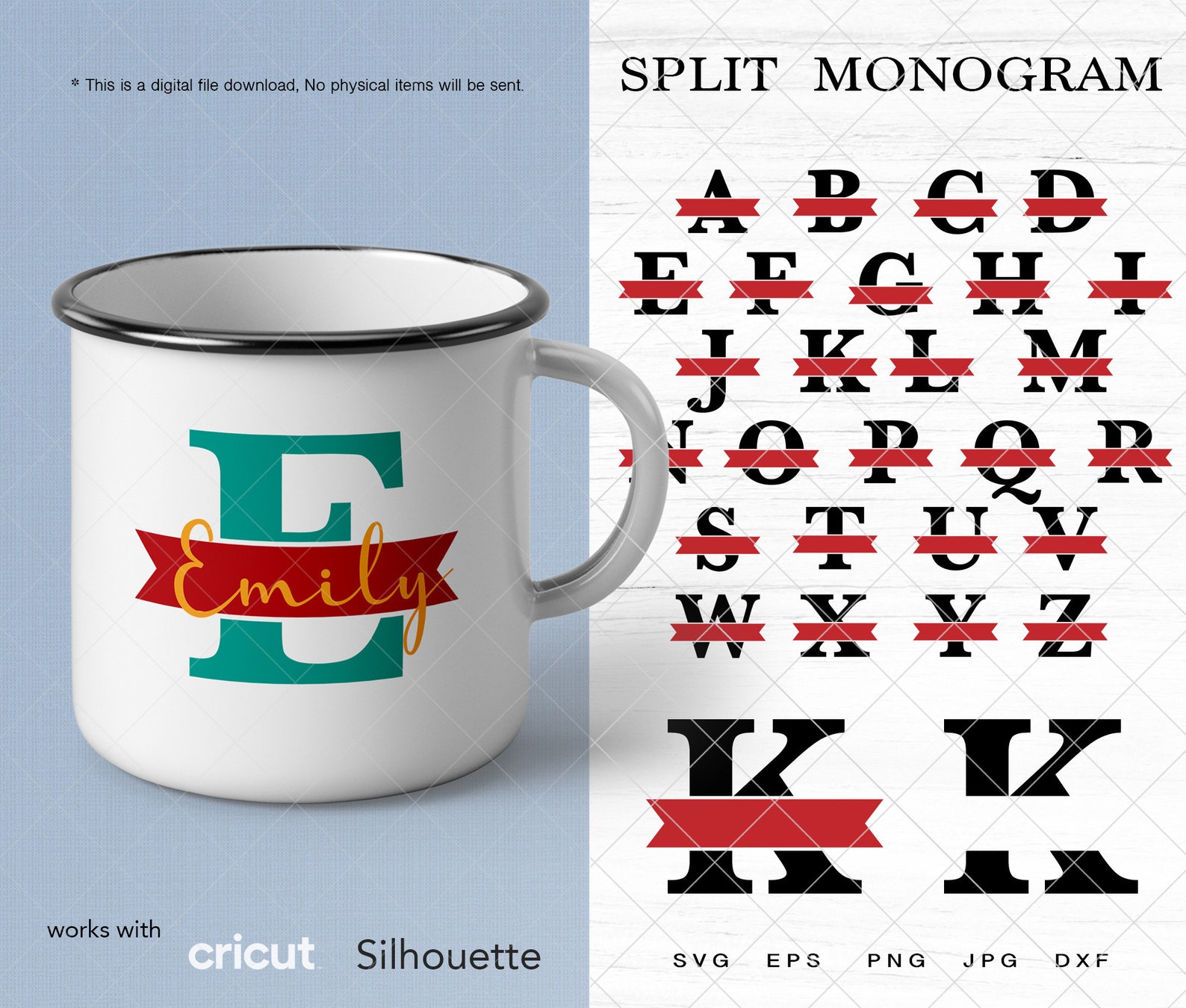 Split Monogram SVG Alphabet & Ribbon Designs Shapes Svg Png - Etsy