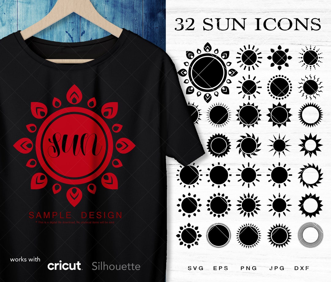 Sun Icons SVG, Sun Sublimation ,sun Shapes Svg Png Eps Dxf Jpg Files ...