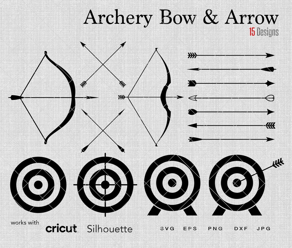 Archery Svg Bow & Arrow Sublimation Shapes Svg Png Eps Dxf | Etsy